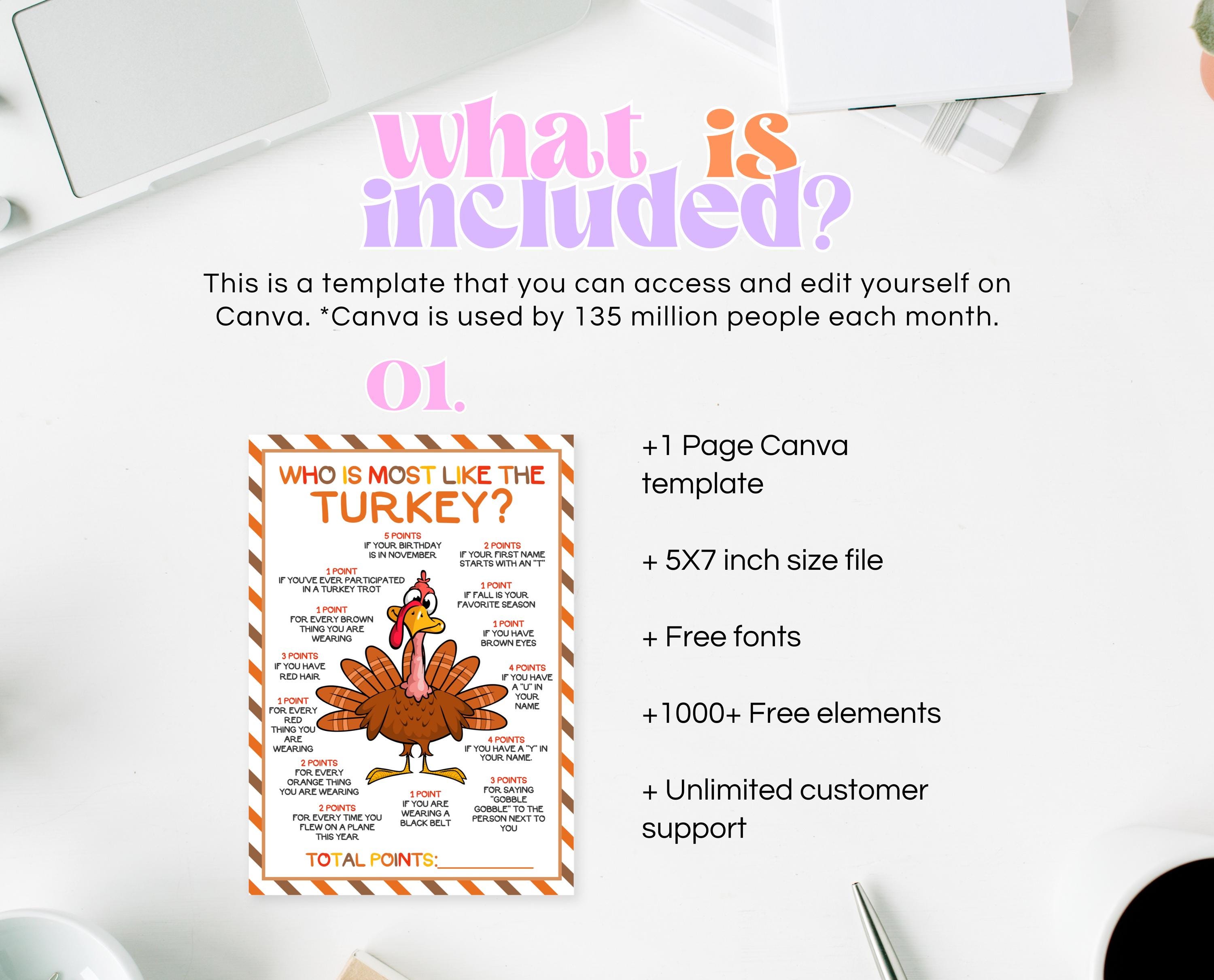 Printable Thanksgiving Game,family Thanksgiving Game, Dinner Table Game ...