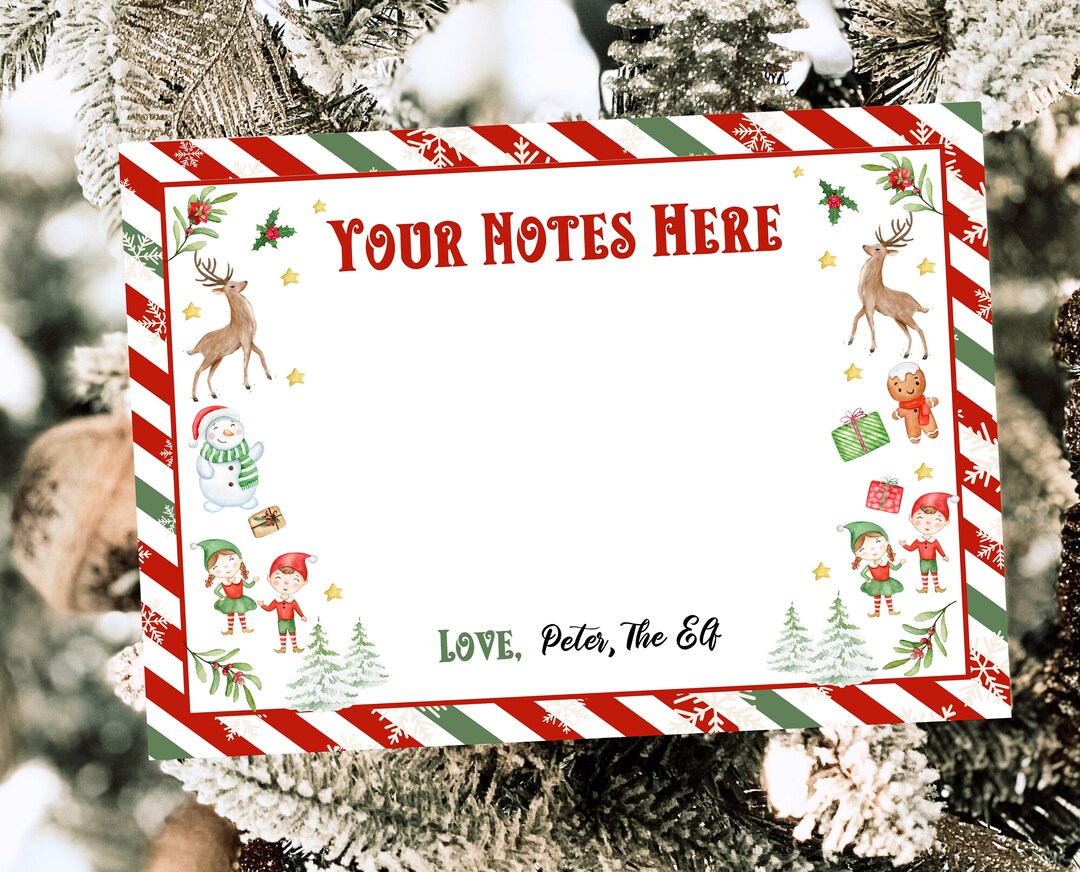 Editable Elf Note Cards Template, Elf Christmas Activities, Christmas ...