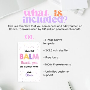 You're the Balm Tag Template, Teacher Gift Tag, Teacher Appreciation ...