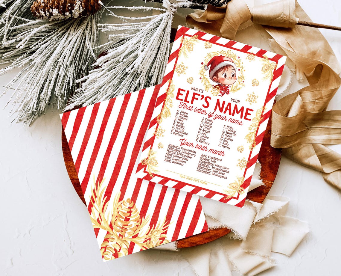 Editable What's Your Elf's Name Game Template, Christmas Name Your Elf ...