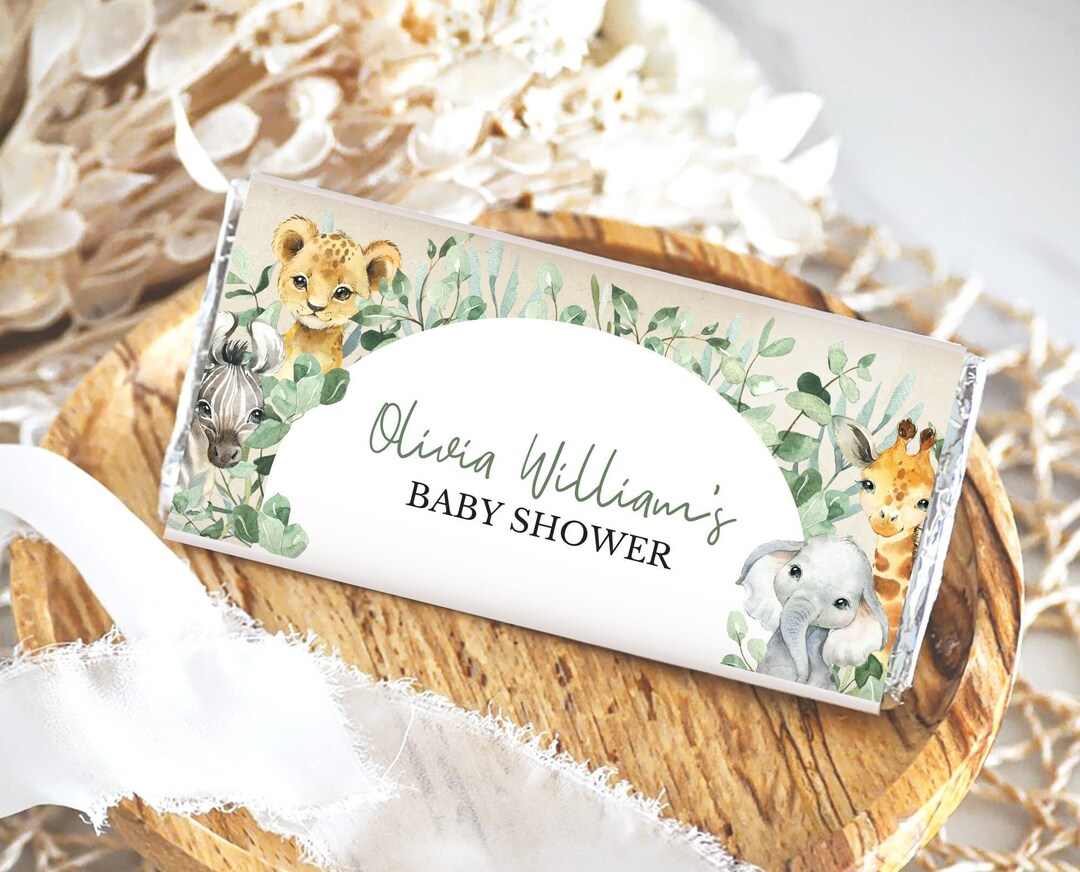 Editable A Little Wild One Safari Baby Shower Chocolate Wrapper, Boy ...