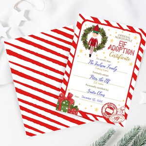 Editable Elf Adoption Certificate, Adopt an Elf Card, Elf Activity ...