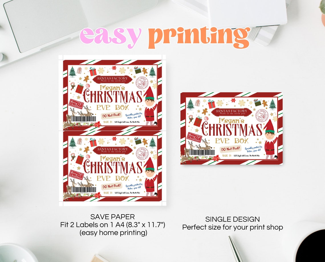 Editable Christmas Eve Box Label Template, Christmas Eve Box Sticker ...