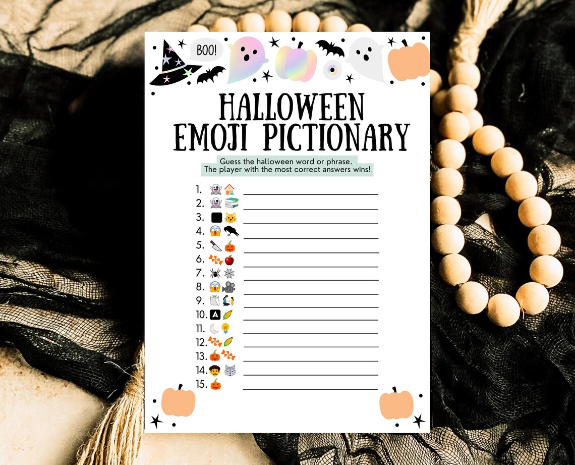 Halloween Emoji Pictionary Game Template, Halloween Emoji Game ...
