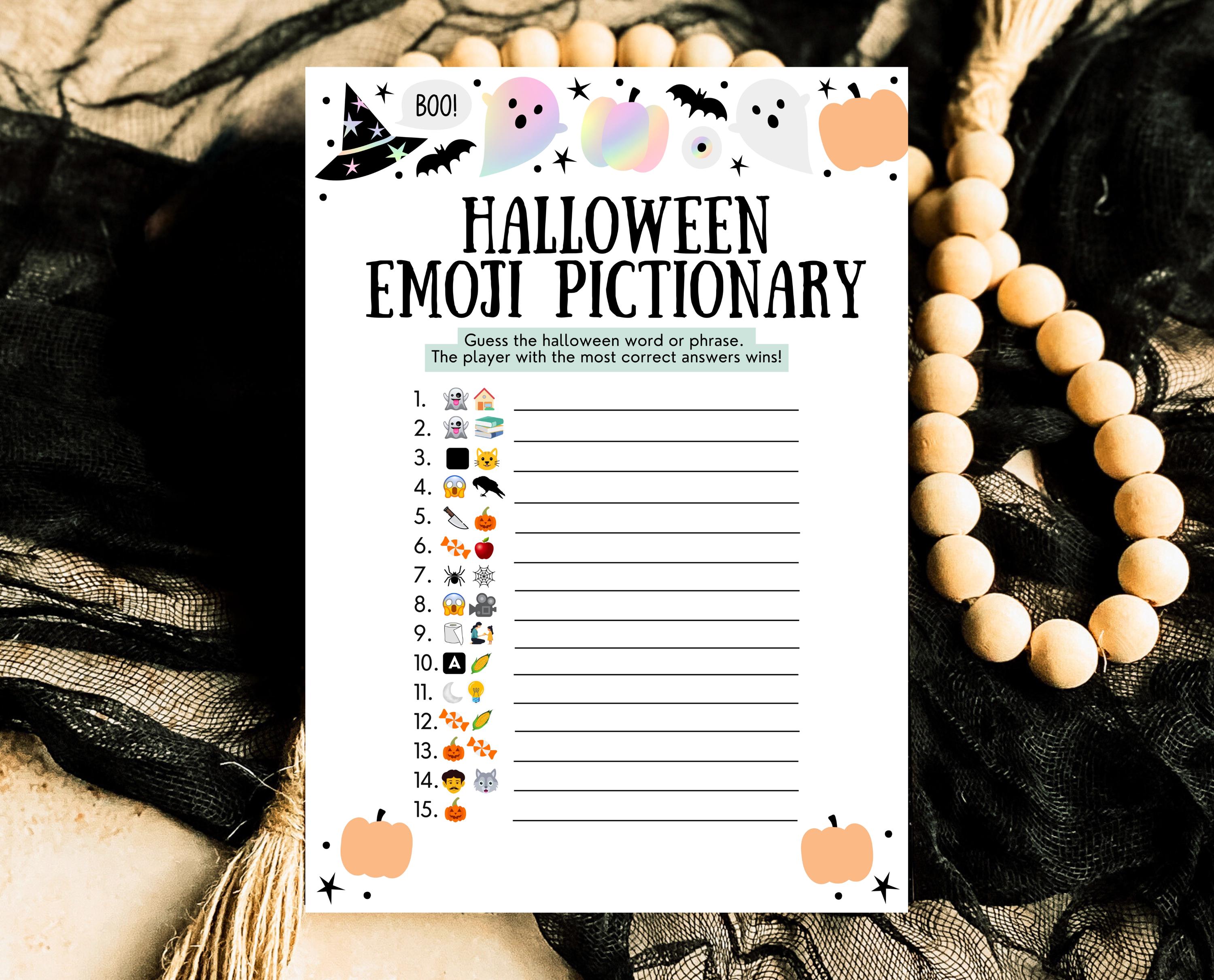 Halloween Emoji Pictionary Game Template, Halloween Emoji Game ...