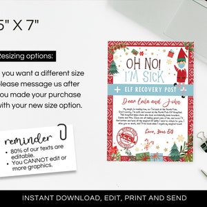 Christmas Elf Recovery Letter Template, Elf Lost Magic Letter, I'm Sick ...