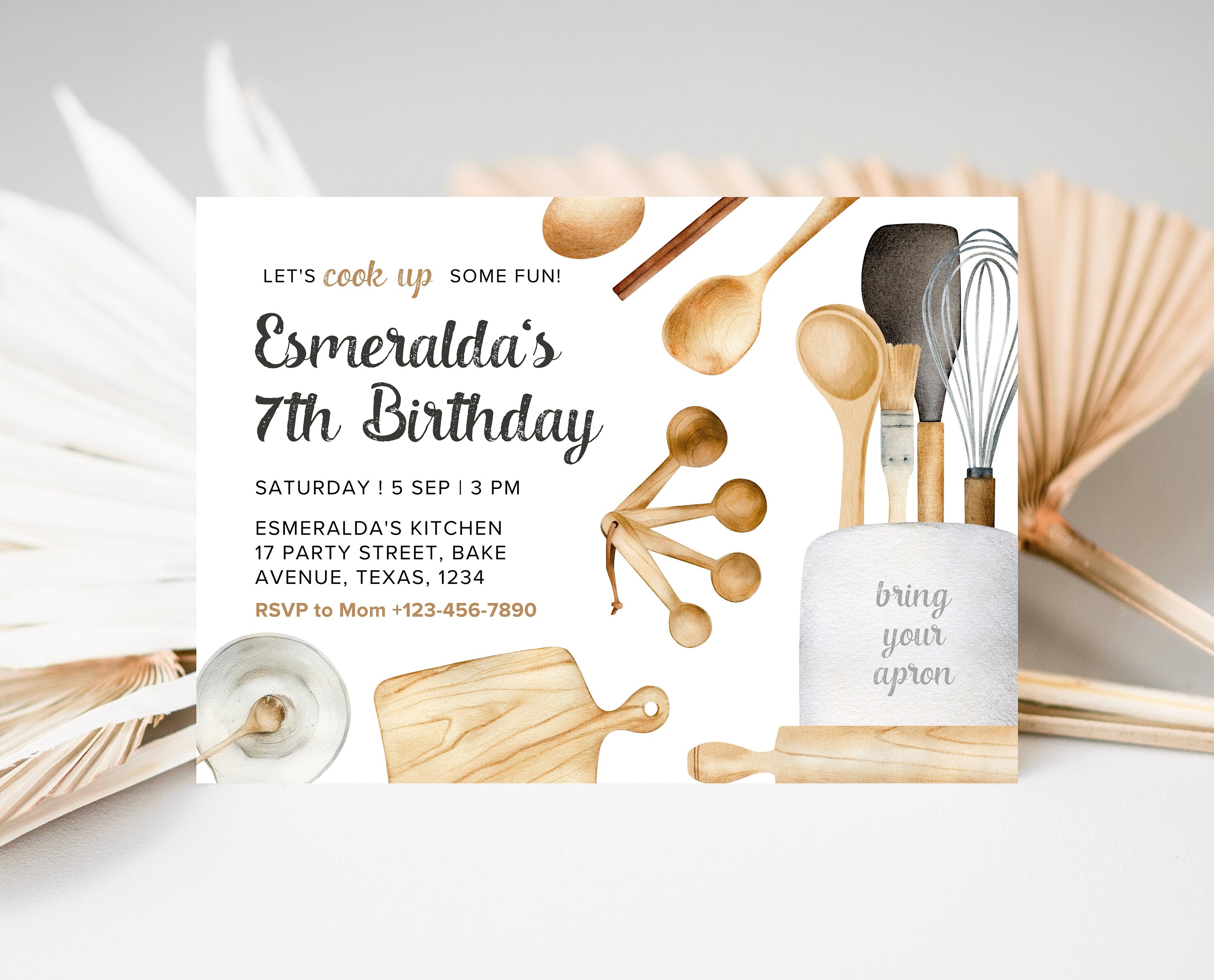 Editable Cooking Party Birthday Invitation, Baking Cooking Party, Chef ...