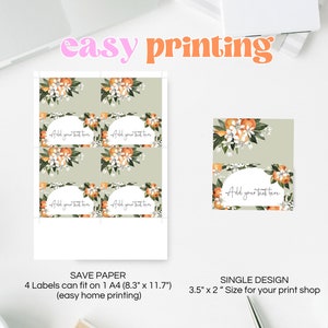 Editable Little Cutie Food Label Citrus Baby Shower, Orange Baby Shower ...