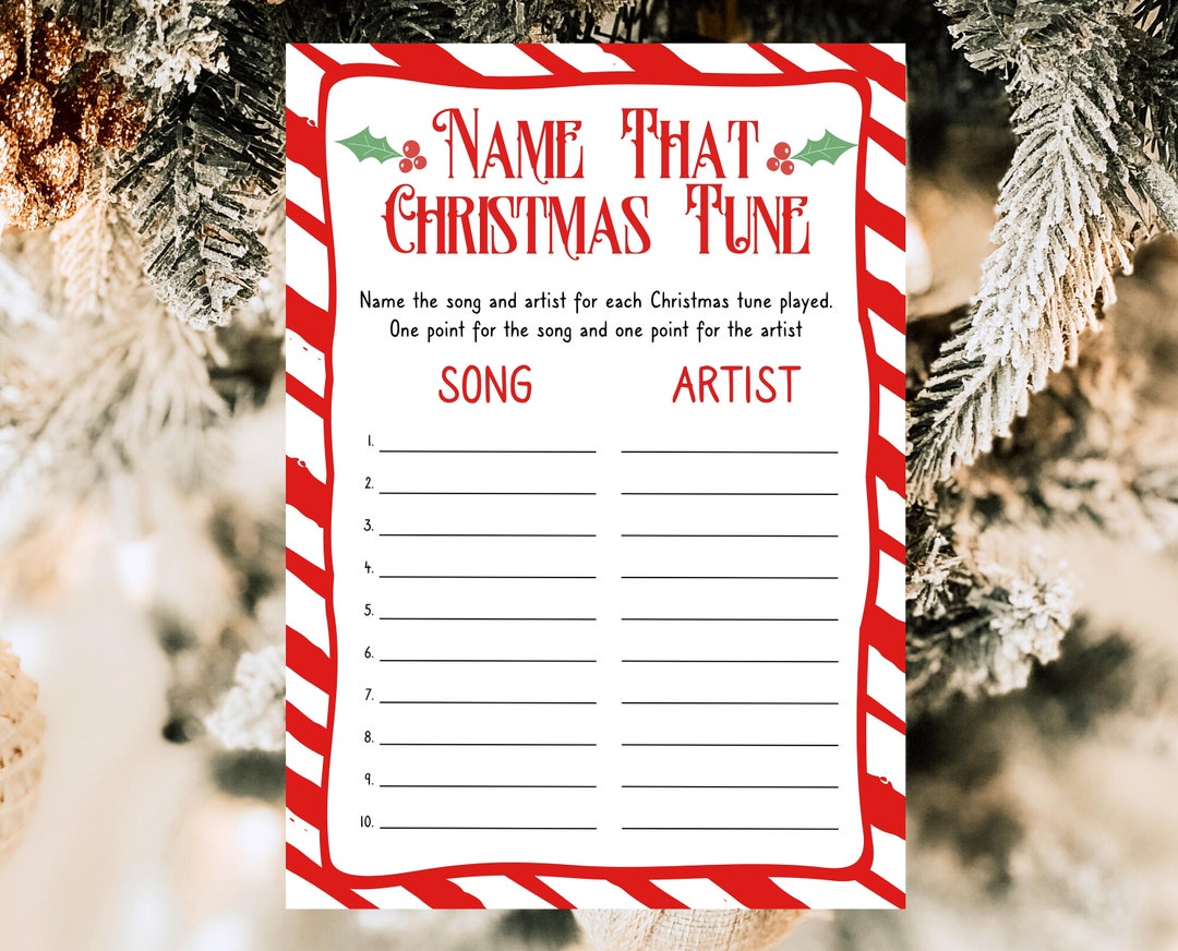 Christmas Songs Game Template, Printable Christmas Party Games, Festive ...