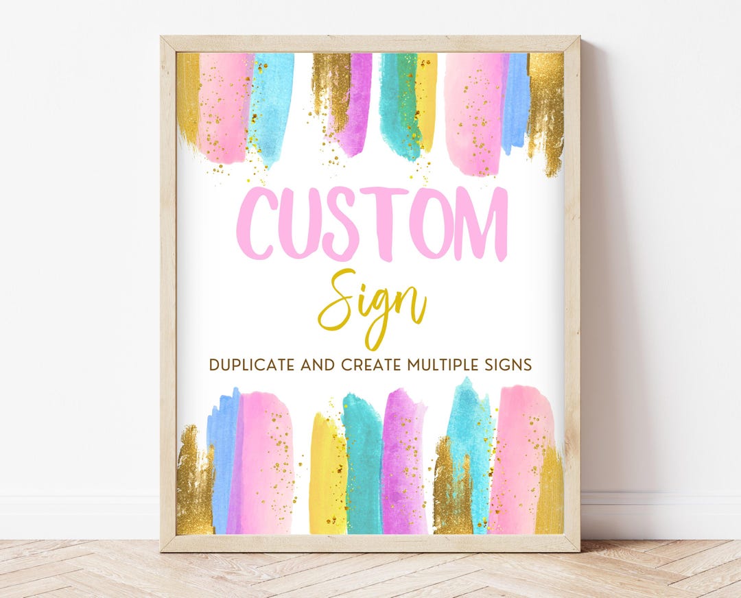 Editable Painting Art Birthday Custom Sign, Art Party Birthday Custom ...