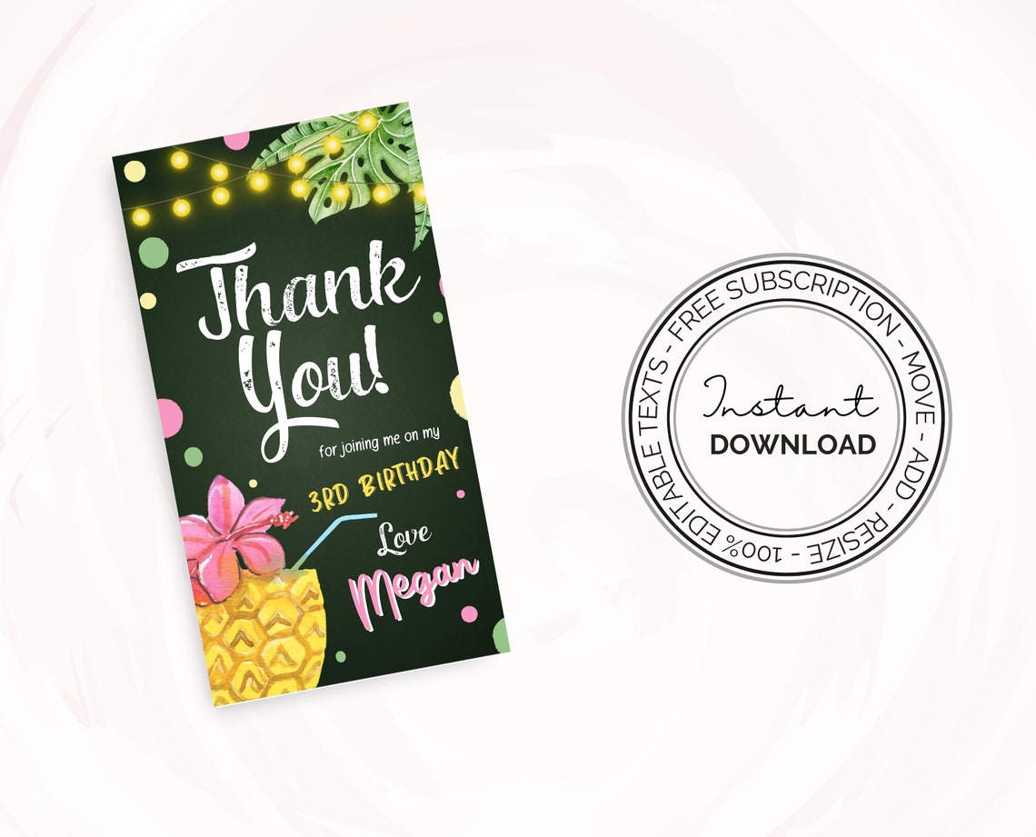 Editable Hawaiian Luau Birthday Favor Tag Tropical Pool Party - Etsy