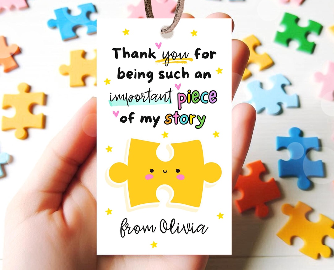 Editable Teacher Appreciation Gift Tag, Important Piece Puzzle Gift Tag ...