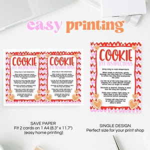 Editable Valentine Cookie Kit Instructions Card (printable, Instant ...