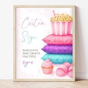 Editable Slumber Party Table Sign Custom Spa Sleepover Glamping Theme ...