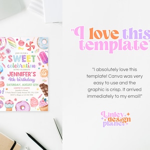 Editable Sweets Candy Invitation Template, Sweet Candy Birthday ...