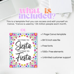 No Time to Siesta It's Time to Fiesta Sign Birthday, Mexican Theme ...