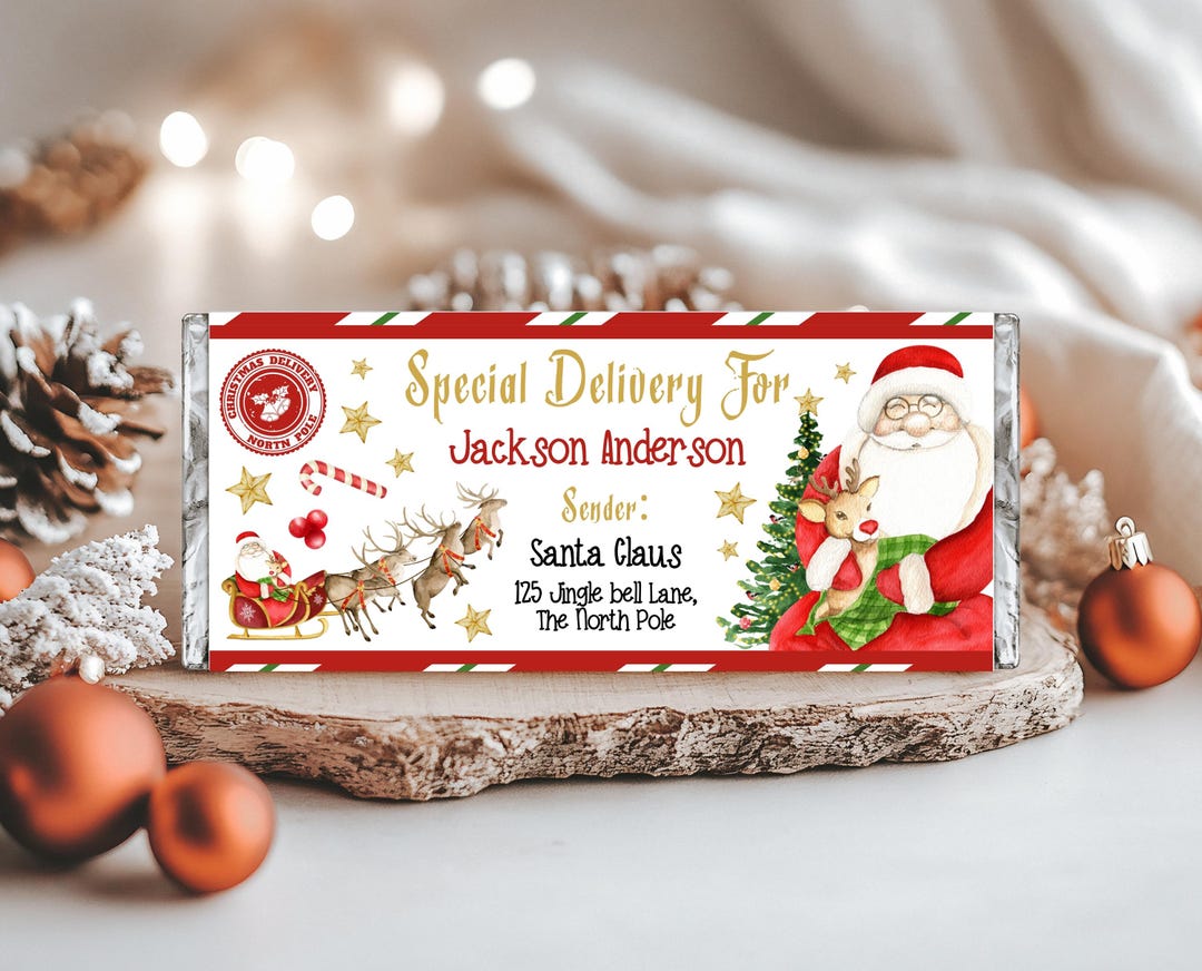 Editable Christmas Candy Bar Wrapper Template, Christmas Chocolate ...