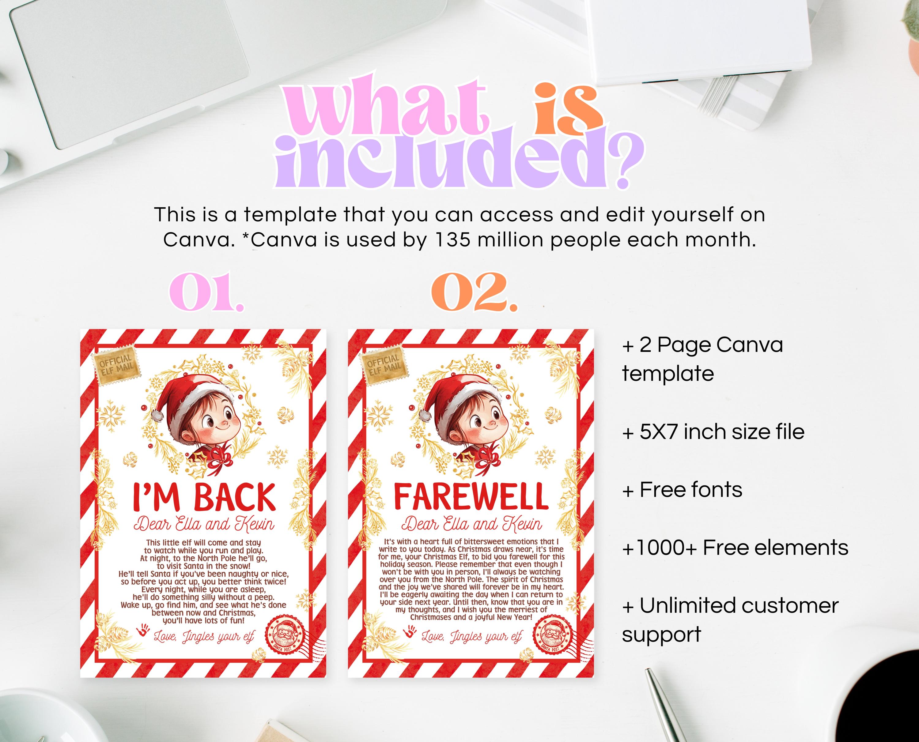 Editable Elf Arrival and Goodbye Letter Set, Christmas Elf Letter Combo ...