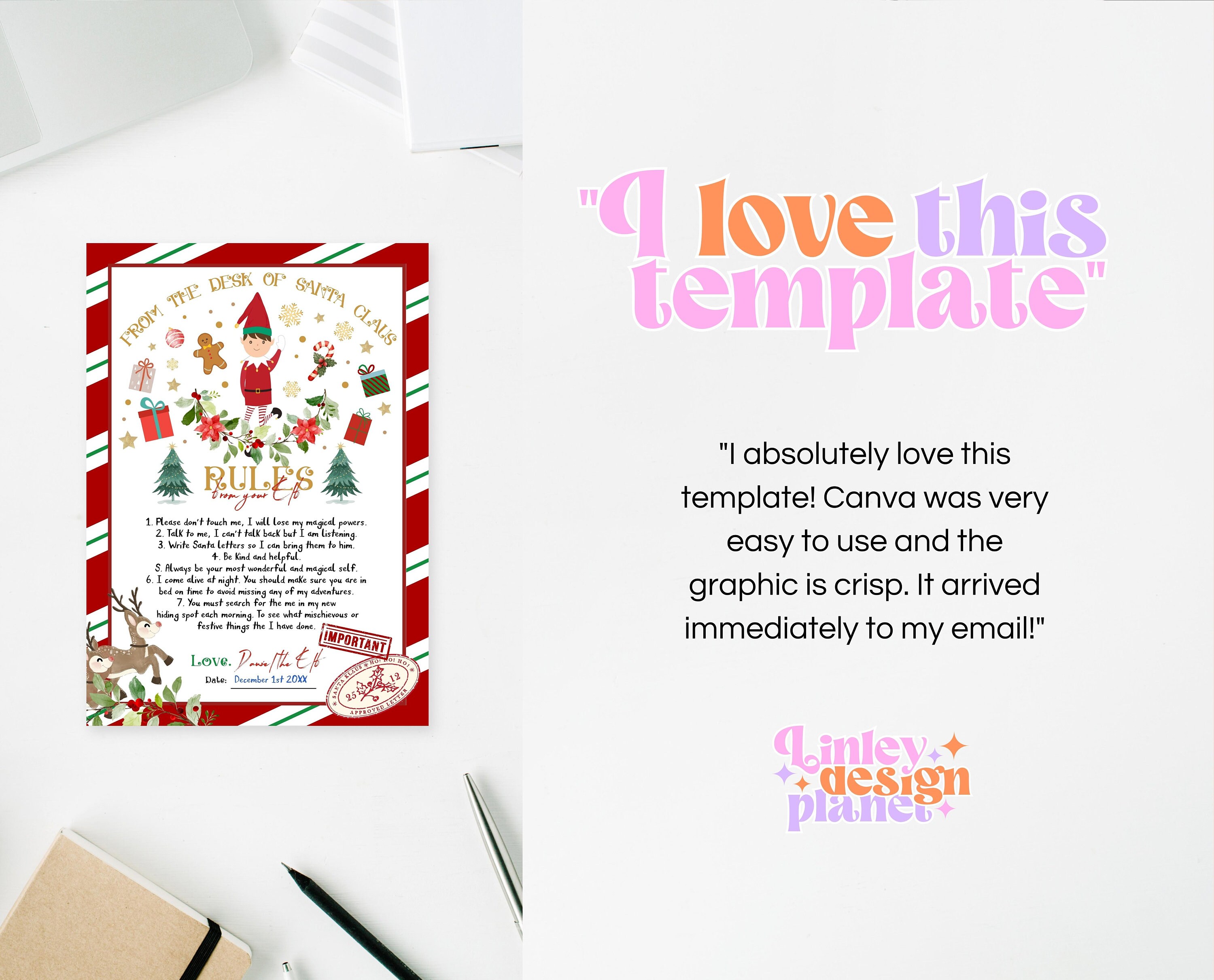 Editable Christmas Elf Magic Rules for Kids Template, Do Not Touch Me ...