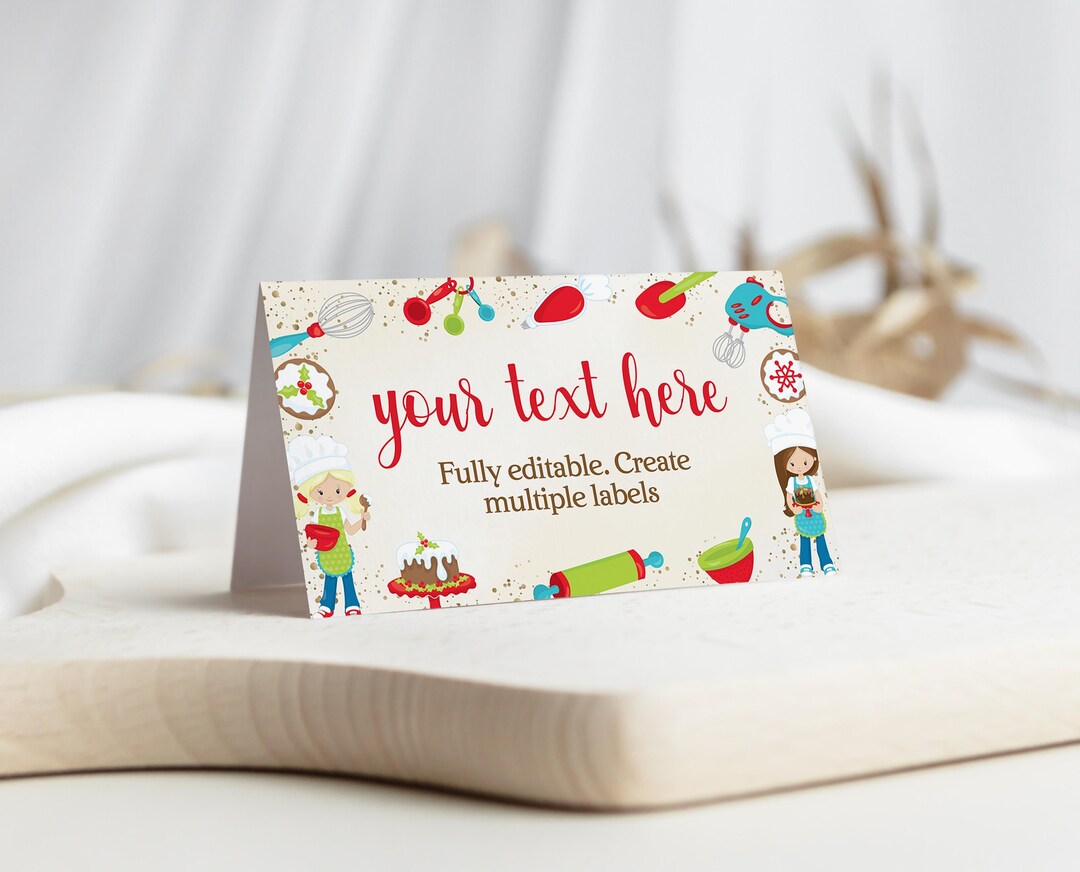 Editable Baking Food Labels, Cookie Exchange Labels, Cookie Swap Tent ...
