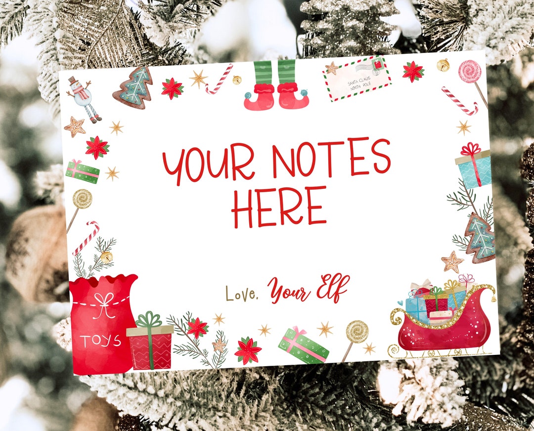 Editable Elf Note Cards Template, Elf Christmas Activities, Christmas ...