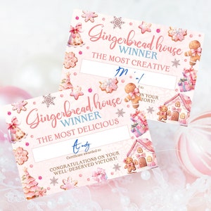 Editable Gingerbread House Award Certificate Template, Pink Christmas ...