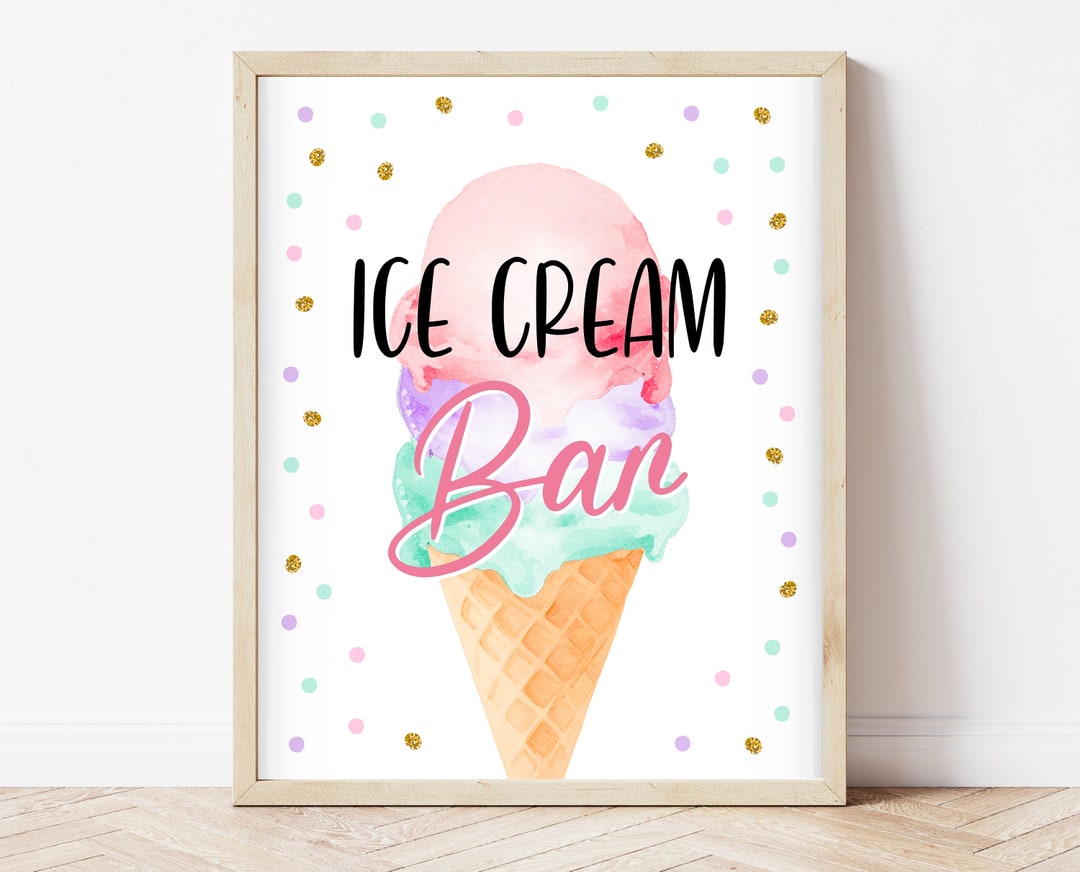 Ice Cream Sign Ice Cream Birthday, Pastel Ice Cream Birthday Signs ...