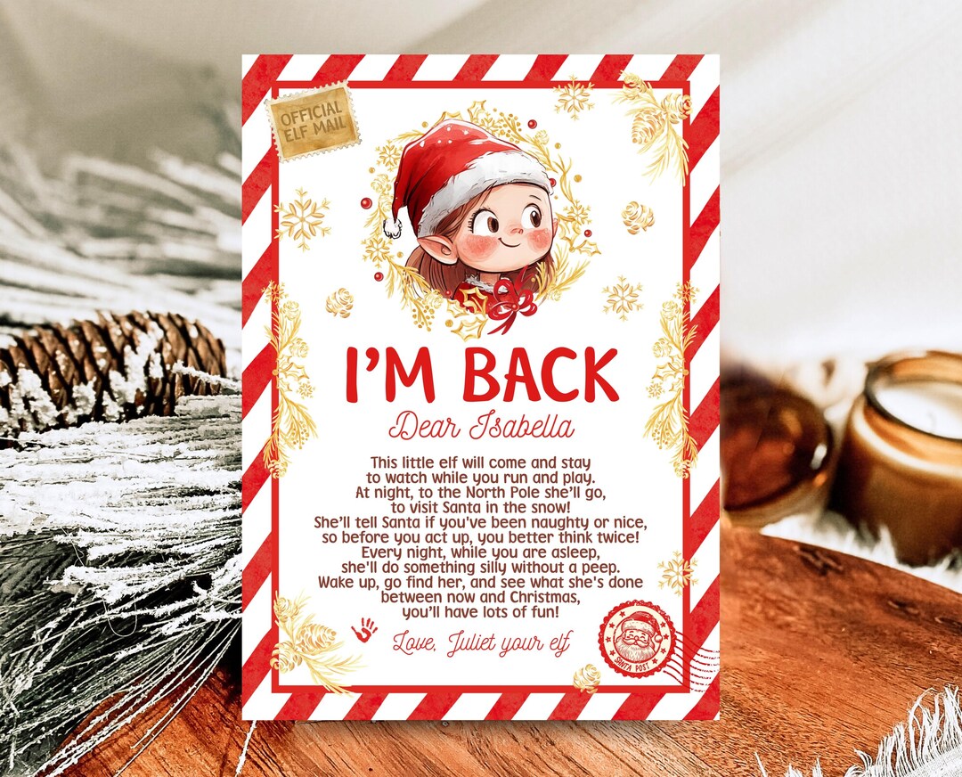 Editable Girl Elf Arrival Letter, Christmas Elf Welcome Letter, Festive ...