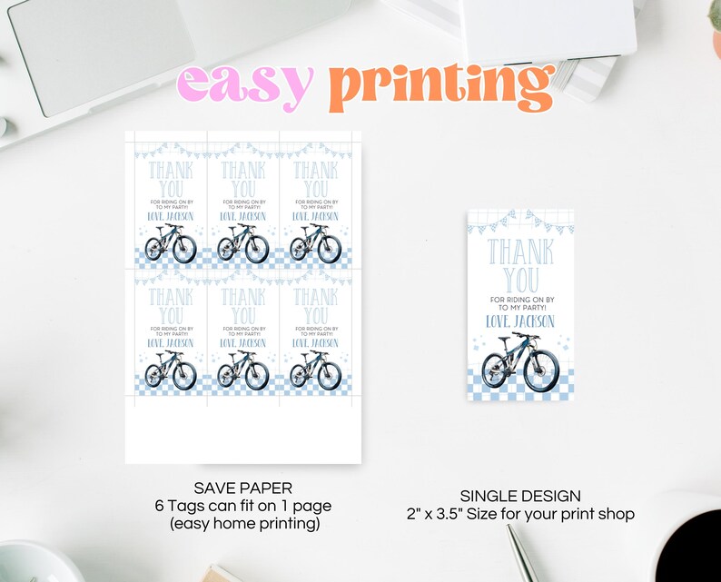 Editable Mountain Bike Birthday Favor Tag (digital Download) - Etsy