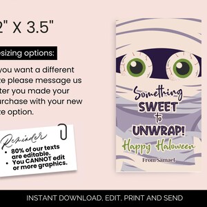 Editable Halloween Mummy Favor Tag Template, Halloween Mummy Tag ...