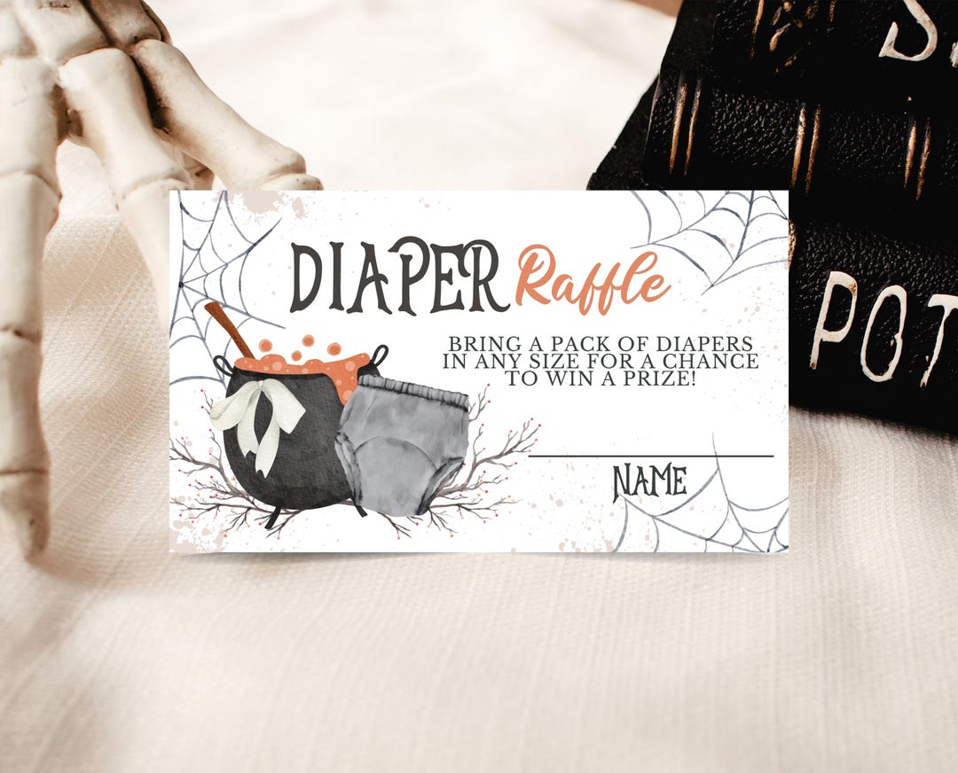 Halloween Diaper Raffle Ticket, Halloween A Baby is Brewing Baby Shower ...