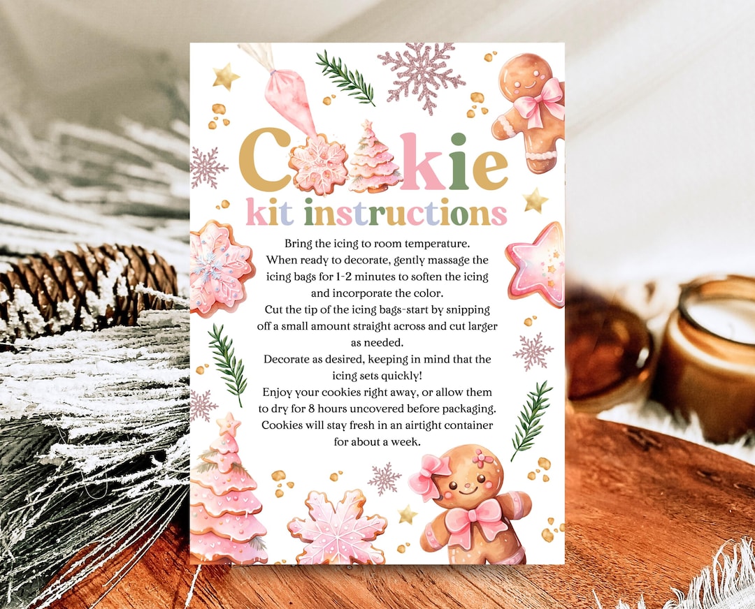 Editable Christmas Cookie Instructions Card Template, Editable Cookie ...