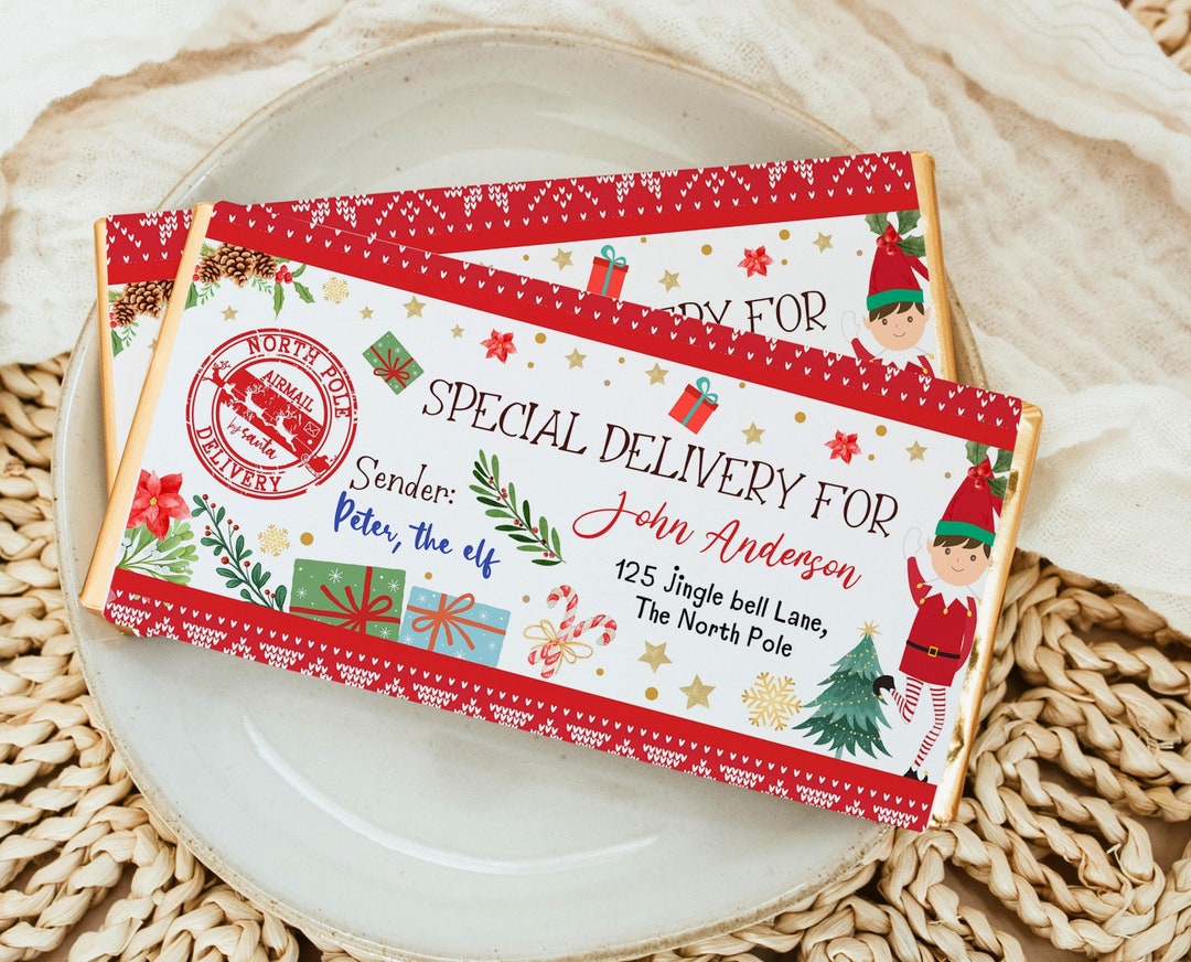 Editable Christmas Elf Bar Wrapper Template, Christmas Chocolate ...