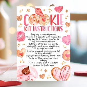 Editable Valentine Cookie Kit Instructions Card, Decorate Your Own ...