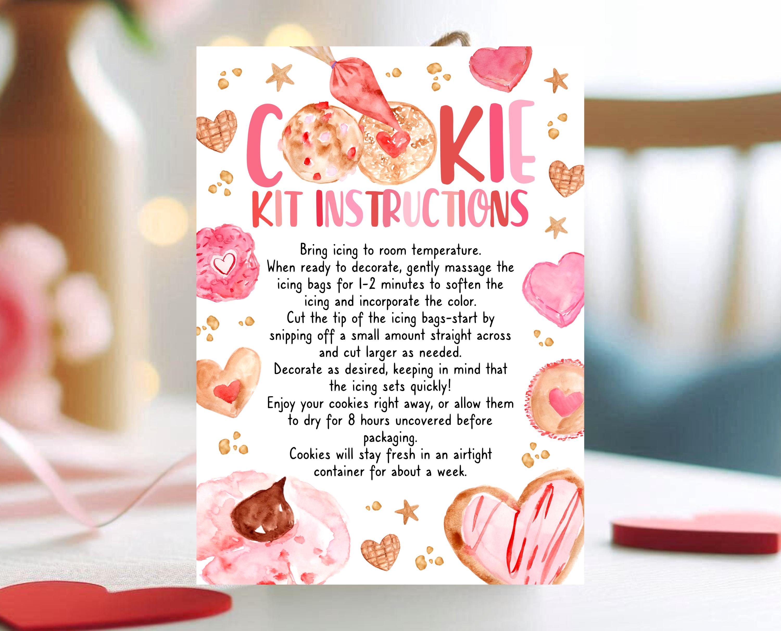 Editable Valentine Cookie Kit Instructions Card, Decorate Your Own ...