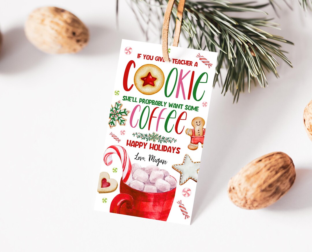Editable Teachers Christmas Gift Tag Template, Teacher Holiday Gift Tag ...