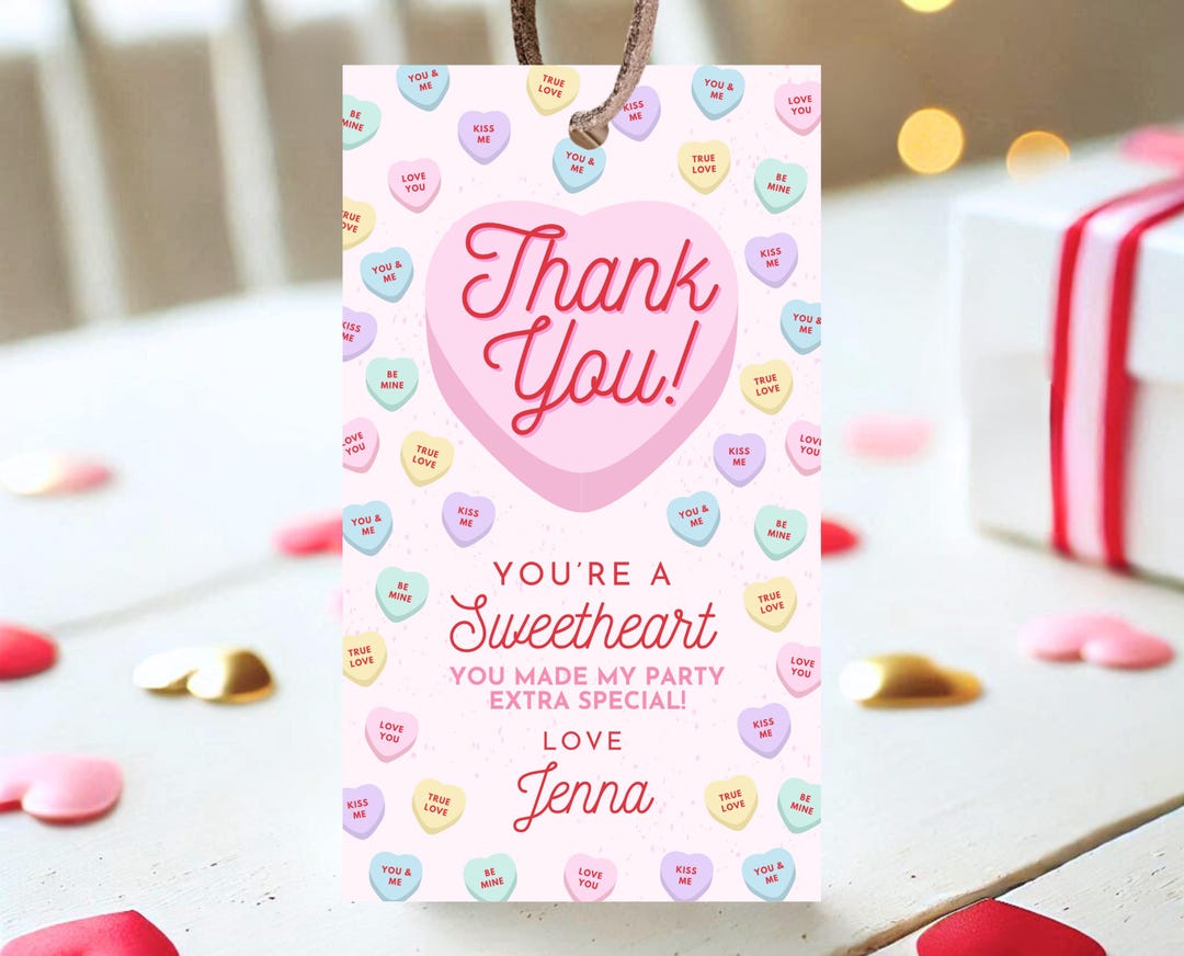 Editable Sweetheart Candy Birthday Favor Tag, Conversation Hearts Theme ...