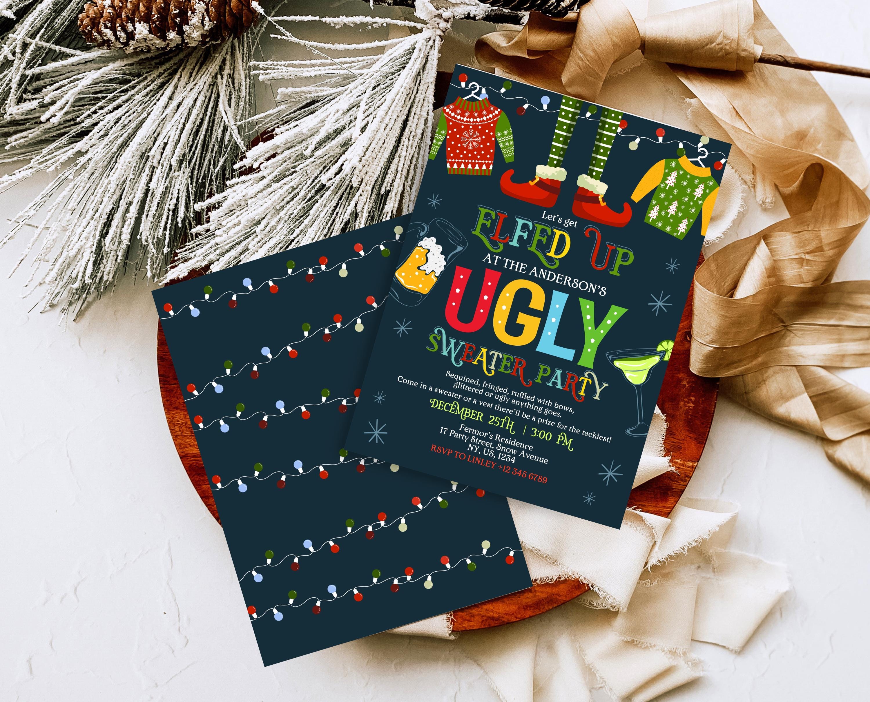 Ugly Sweater Party Invitation Template, Christmas Ugly Sweater Invite ...