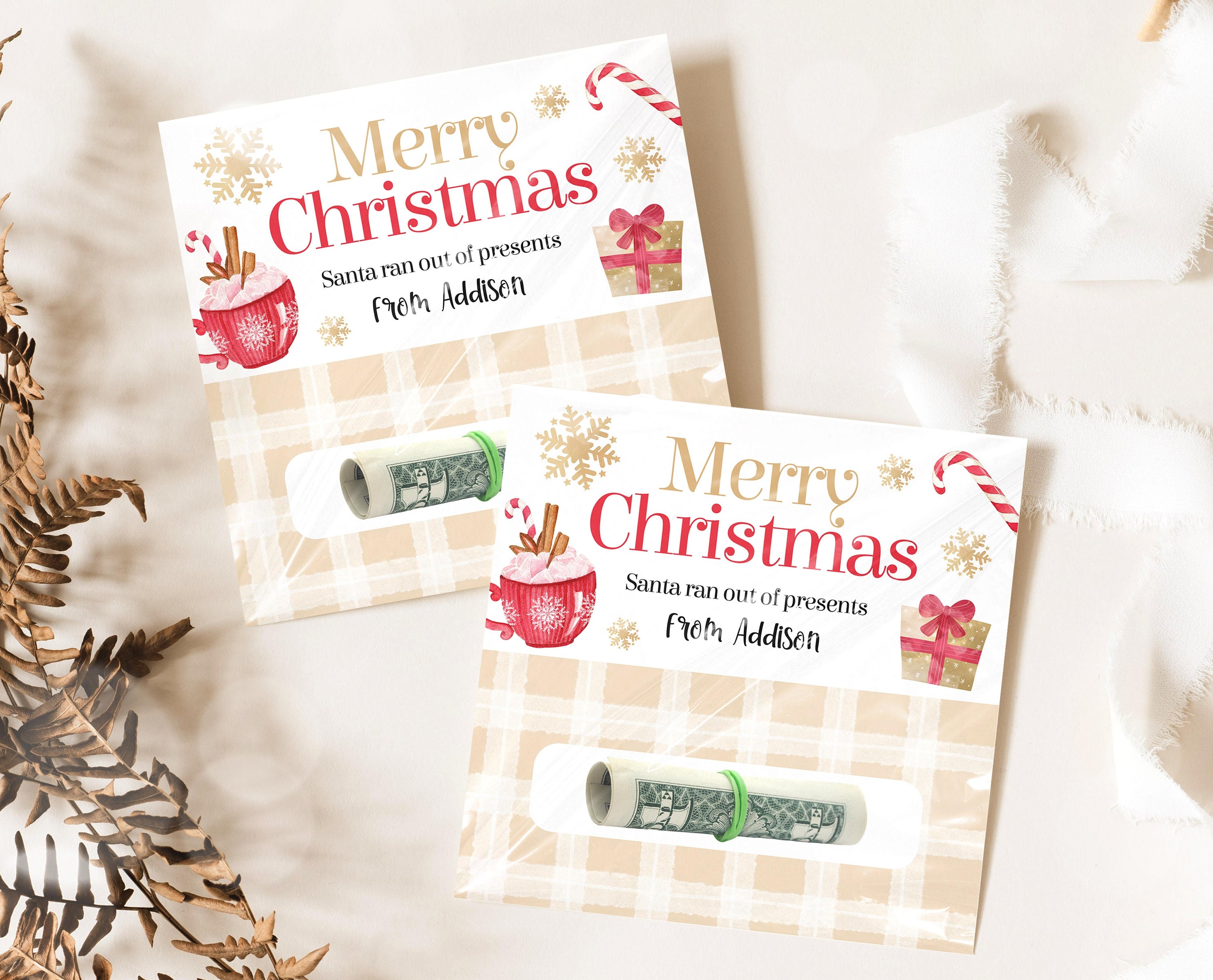 Editable Christmas Money Card Holder Printable Christmas - Etsy