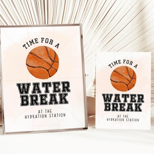 Editable Minimalist Basketball Sign Water Break Basketball - Etsy