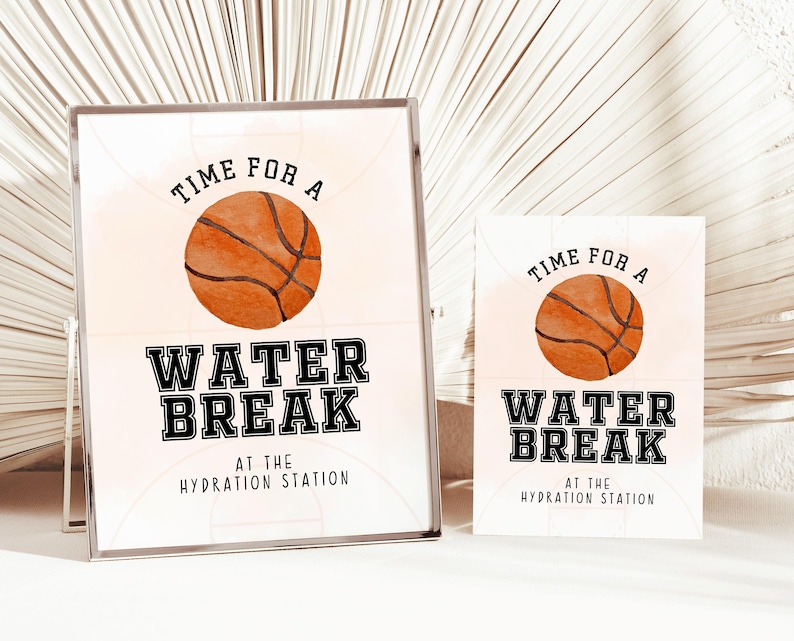 Editable Minimalist Basketball Sign Water Break Basketball - Etsy