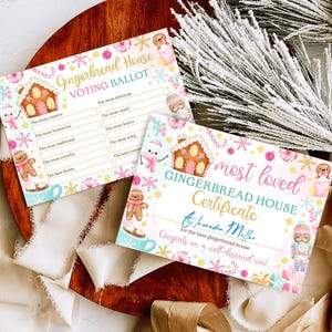 Editable Gingerbread House Voting Bundle, Pink Christmas Gingerbread ...