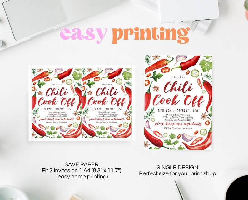 Editable Chili Cook off Invitation, Chili Party, Friendsgiving ...