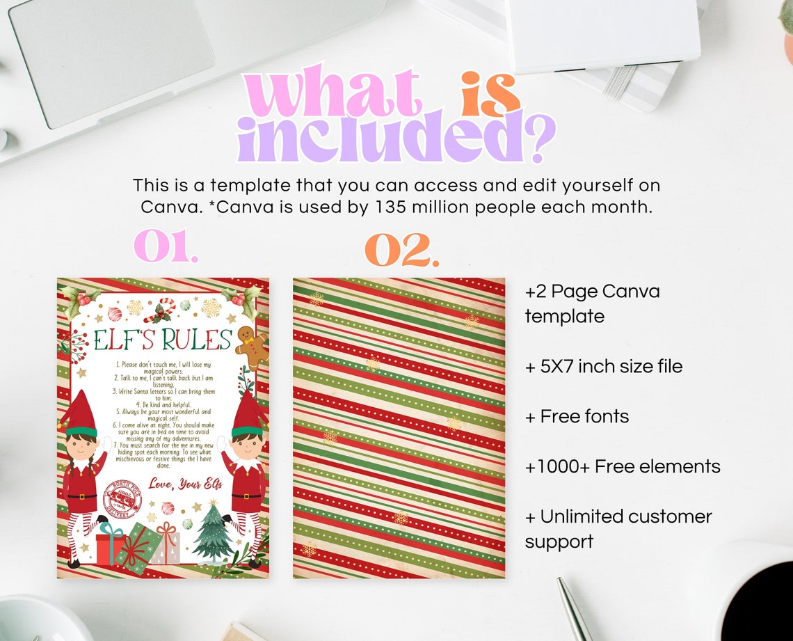 Editable Christmas Elf Magic Rules With 2 Elfs Template, Do Not Touch ...