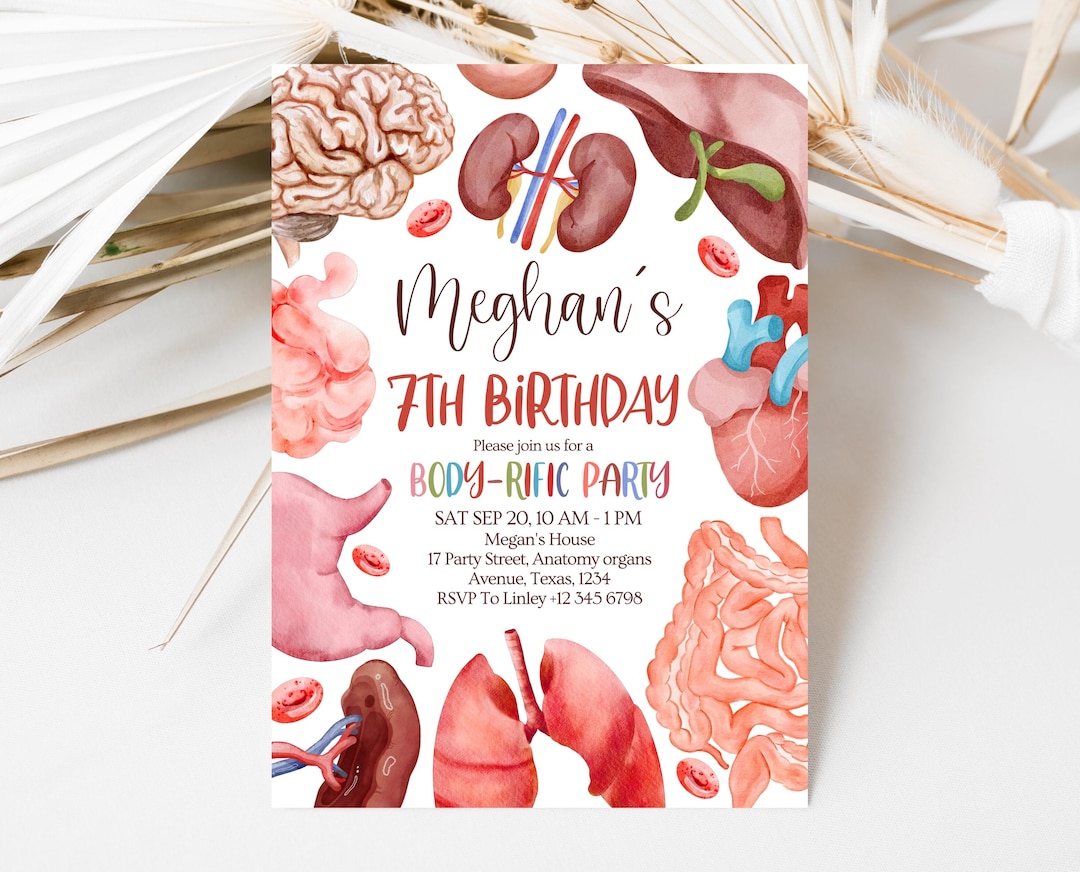 Editable Human Anatomy Birthday Invitation, Science Party, Anatomy ...