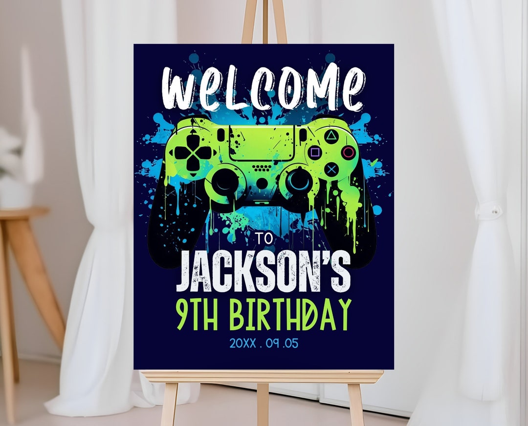 Editable Video Game Birthday Welcome Sign, Boy Gamer Birthday Party ...