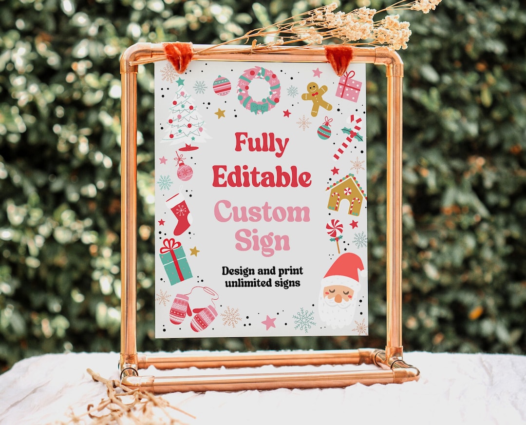 Editable Custom Christmas Sign Template, Fully Editable Christmas Sign ...