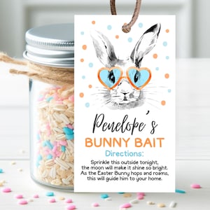 Editable Easter Bunny Bait Tag, Pink Bunny Food Printable, Easter ...