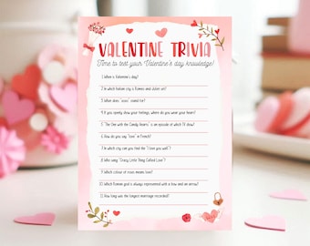 Valentines Day Trivia Game, Valentine Day Party Game for Kids ...