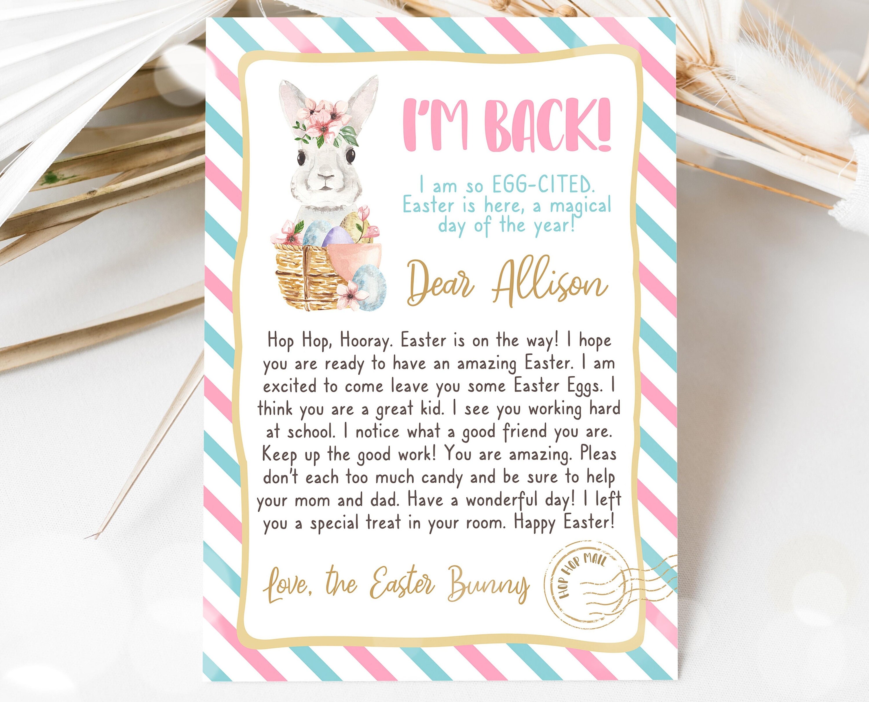 Editable Easter Bunny Arrival Letter Easter Bunny Return - Etsy